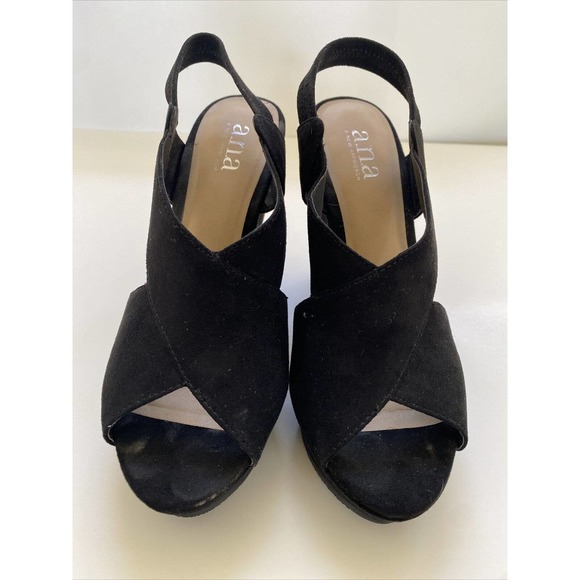 a.n.a | Shoes | Ana Mindy Faux Black Suede Platform Wedge Sandals 65 ...